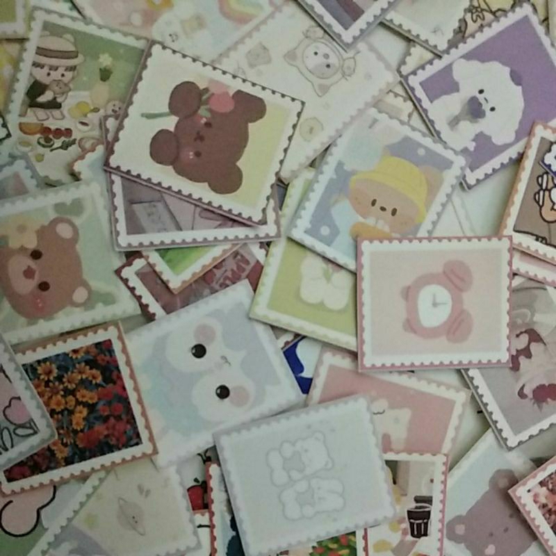 Jual sticker perangko aesthetic/kawaii/cute sticker | Shopee Indonesia