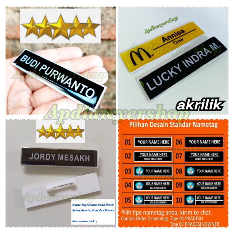 Jual Papan Nama Dada Papan Name Tag Nama Dada Custom 2cm x 8cm Resin ...