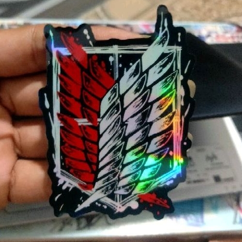 Jual stiker anime hologram logo AOT stiker motor mobil laptop | Shopee ...