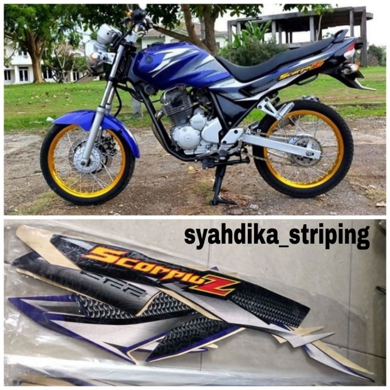 Jual STIKER STRIPING LIS BODY YAMAHA SCORPIO Z 225 2007 BIRU HITAM ...