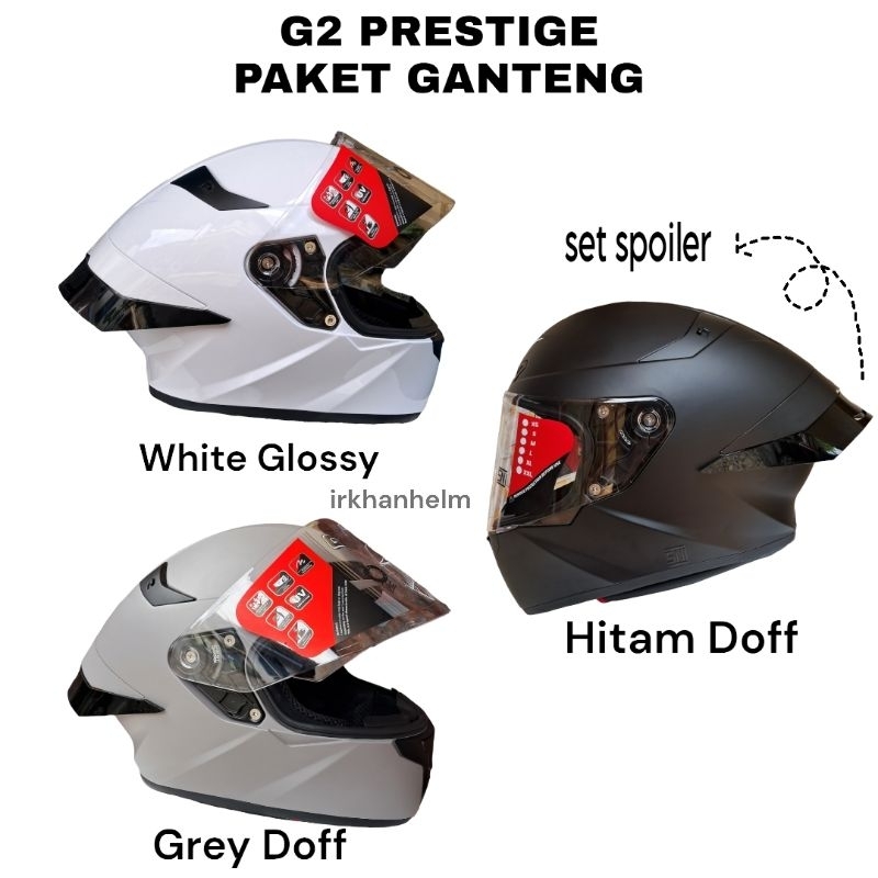 Jual HELM FULLFACE G2 PRESTIGE ORIGINAL PAKET GANTENG SPOILER | Shopee ...