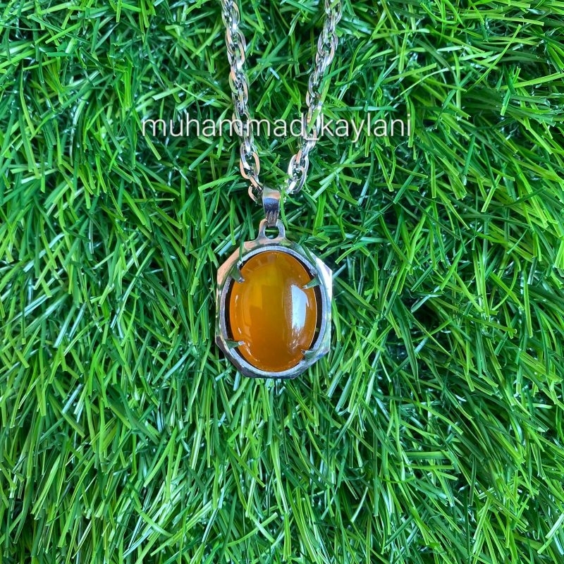 Jual kalung liontin monel batu akik sunkist batu raja (N) | Shopee ...