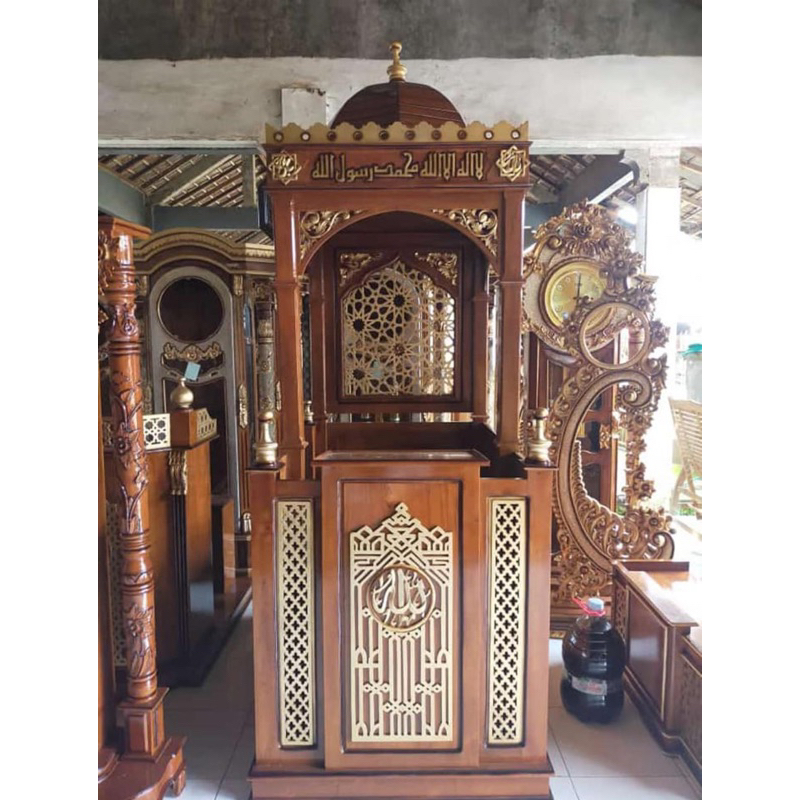 Jual Mimbar masjid minimalis kayu jati mimbar kotak modern | Shopee ...