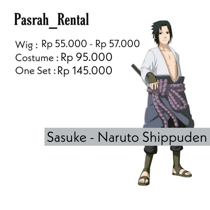 Jual SEWA RENTAL KOSTUM / COSPLAY SASUKE NARUTO SHIPPUDEN | Shopee ...