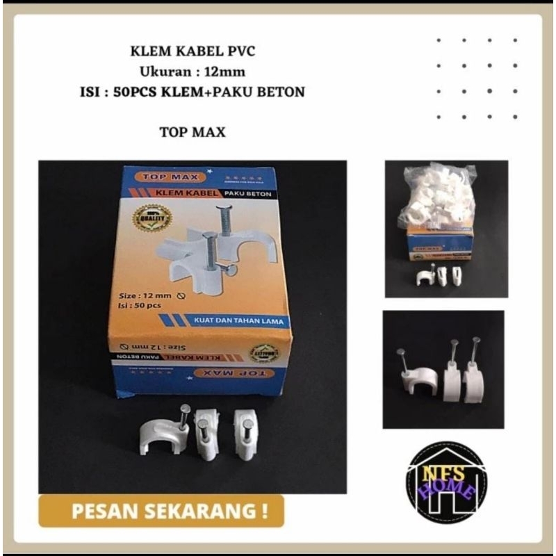 Jual Klem Kabel Paku Beton 12mm (Isi 50pcs) | Shopee Indonesia