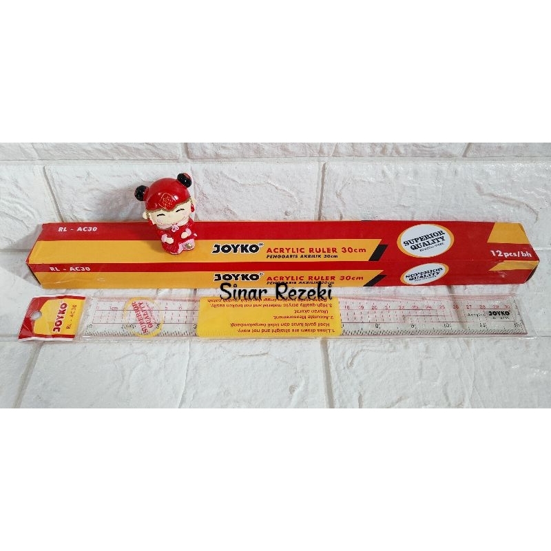 Jual 12 buah!! Penggaris joyko 30cm/penggaris 30cm/penggaris acrylic ...