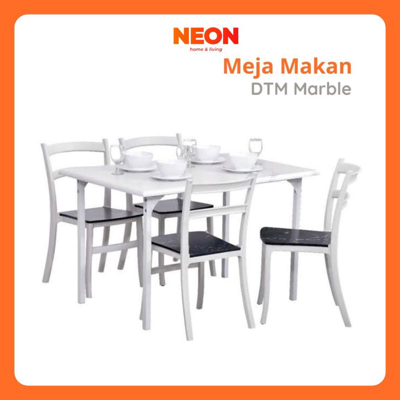 Jual NEON Set Meja Makan DTM Marble 4 Kursi | Meja Makan Minimalis ...