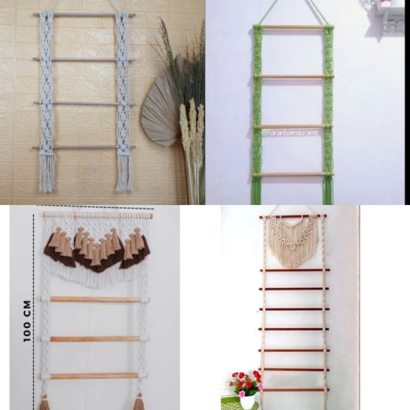 Jual Ladder Hanger Aesthetic Dengan Tali Macrame Yang Sudah Dianyam Rak ...