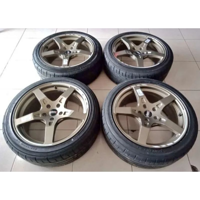 Jual Velg Mobil Racing Pente(Hsr) Ring 18x8 H5x114 + Ban Dunlop 225 45 R18 Buat Camry Civic ...