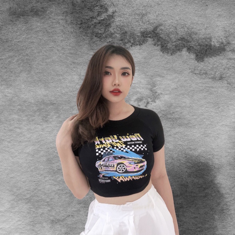 Jual Crop Top Wanita Highway Car Rib (LD 88, P 40) | Shopee Indonesia