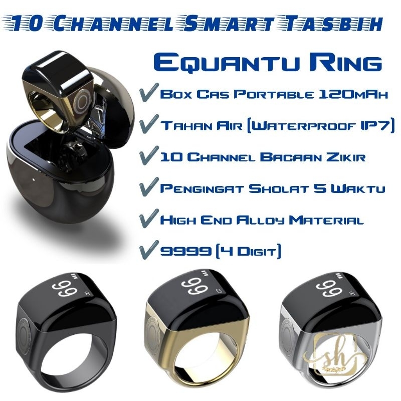 Jual Cincin Smart Tasbih Equantu Zikr Ring 10 Channel Tahan Air + Cas ...