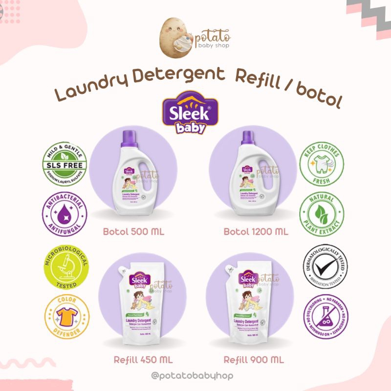Jual Sleek baby laundry refill kemasan botol / sabun cuci baju bayi ...