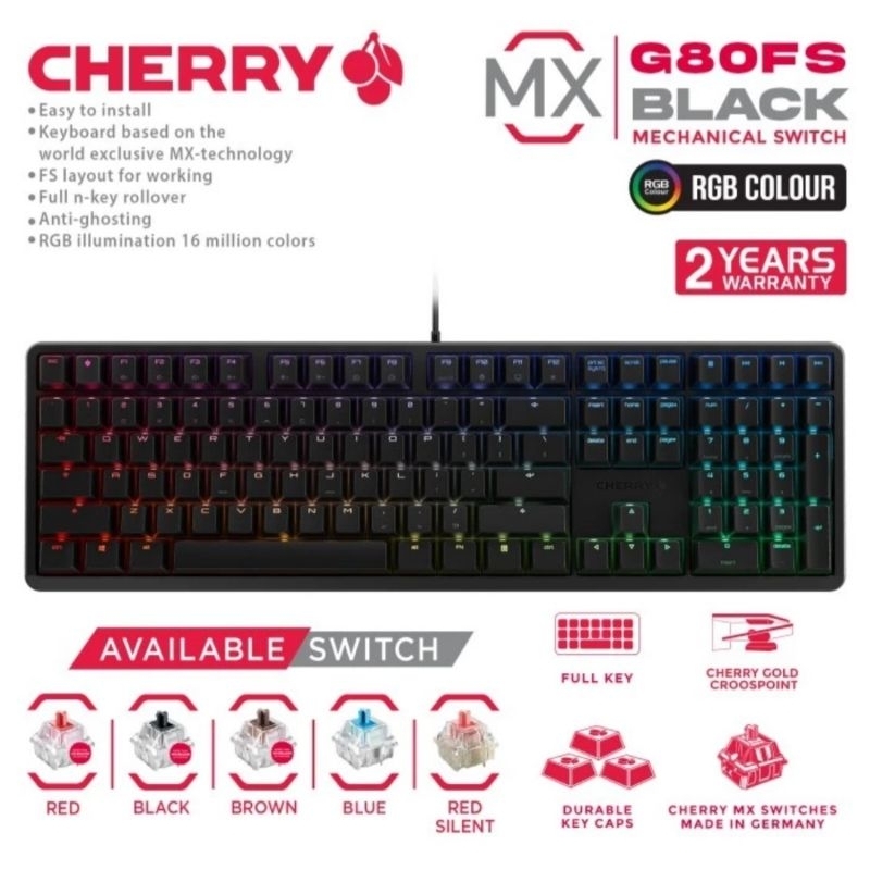 Jual CHERRY MX G80-3000S FS RGB Black Mechanical Gaming Keyboard ...