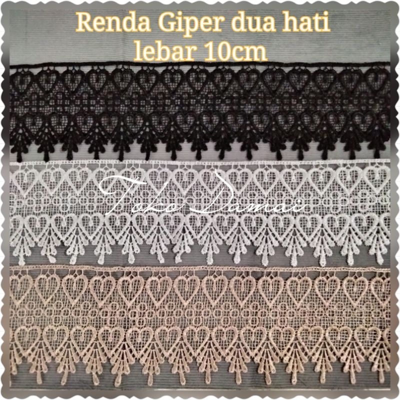 Jual Renda Giper Dua Hati lebar 9cm (Per Meter) | Shopee Indonesia