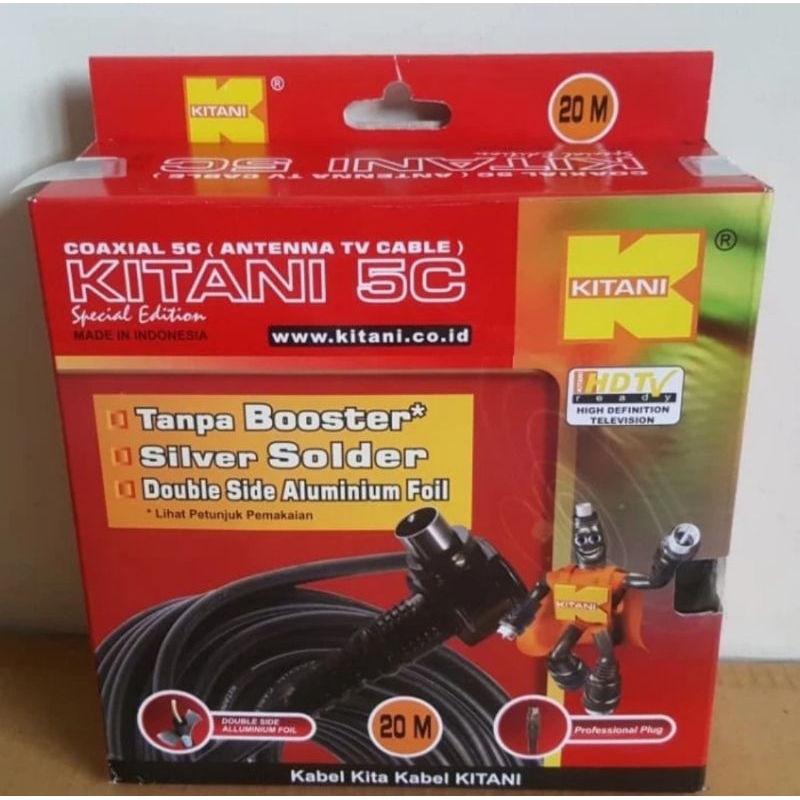 Jual Kitani Kabel Antena TV 5C 20M Panjang 20 Meter / Kabel RG6 TV Kabel Parabola Coaxial 5C ...