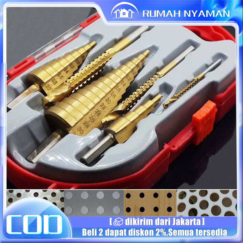 Jual Mata Bor Pagoda Untuk Baja 6pcs Pcs Spiral HSS Steel Titanium ...