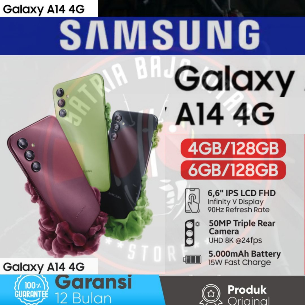 Jual Samsung Galaxy A14 4G 4/128GB - 6/128GB-NFC - garansi resmi ...