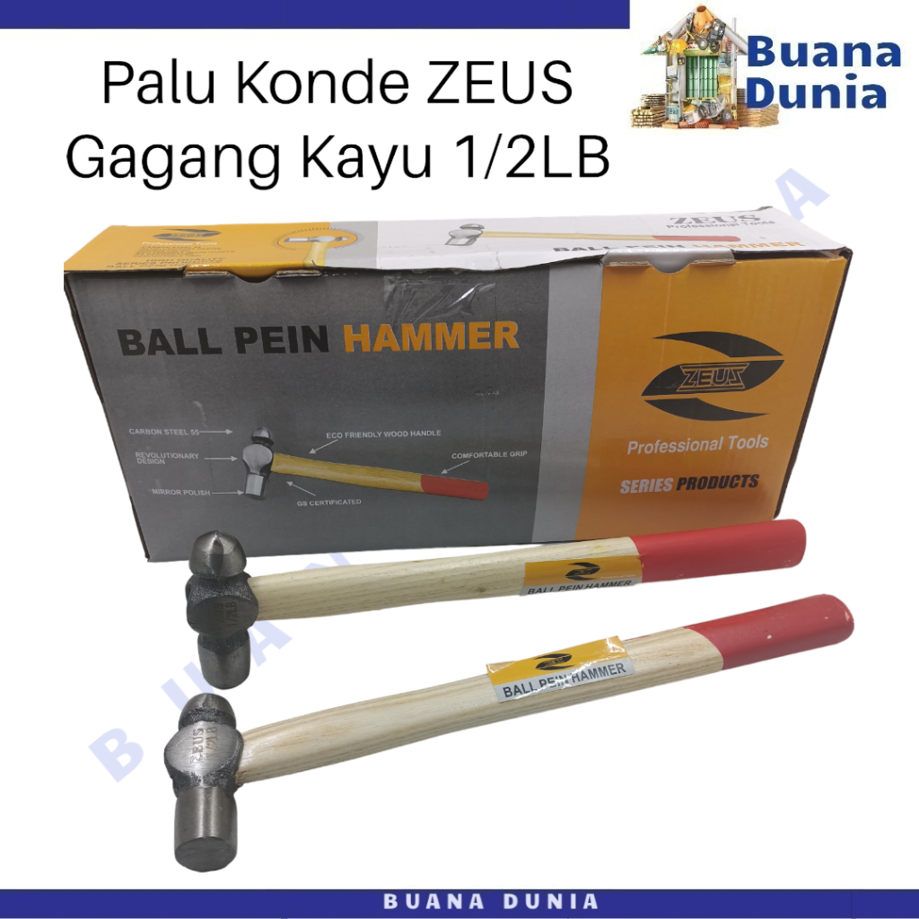 Jual Palu Konde ZEUS 1/2LB Gagang Kayu | Palu Getok | Martil GG Kayu ...