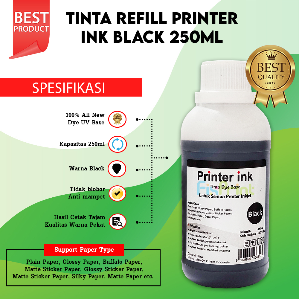 Jual Tinta Refill Universal Ink 250ml Black murah | Shopee Indonesia