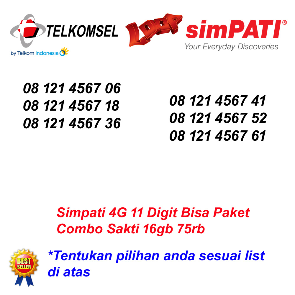 Jual Telkomsel Simpati 11 Digit 4567 Kartu Perdana Nomor Cantik 4G Lte | Shopee Indonesia