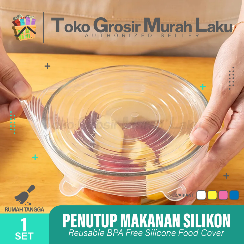 Jual Silikon Penutup Makanan Silicone FOOD COVER 6 in 1 | Shopee Indonesia