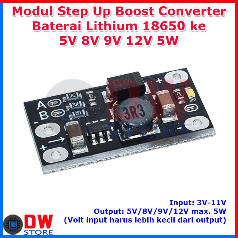 Jual Step Up Boost DC DC 1.5A 5V 8V 9V 12V Baterai 18650 LED Indicator | Shopee Indonesia