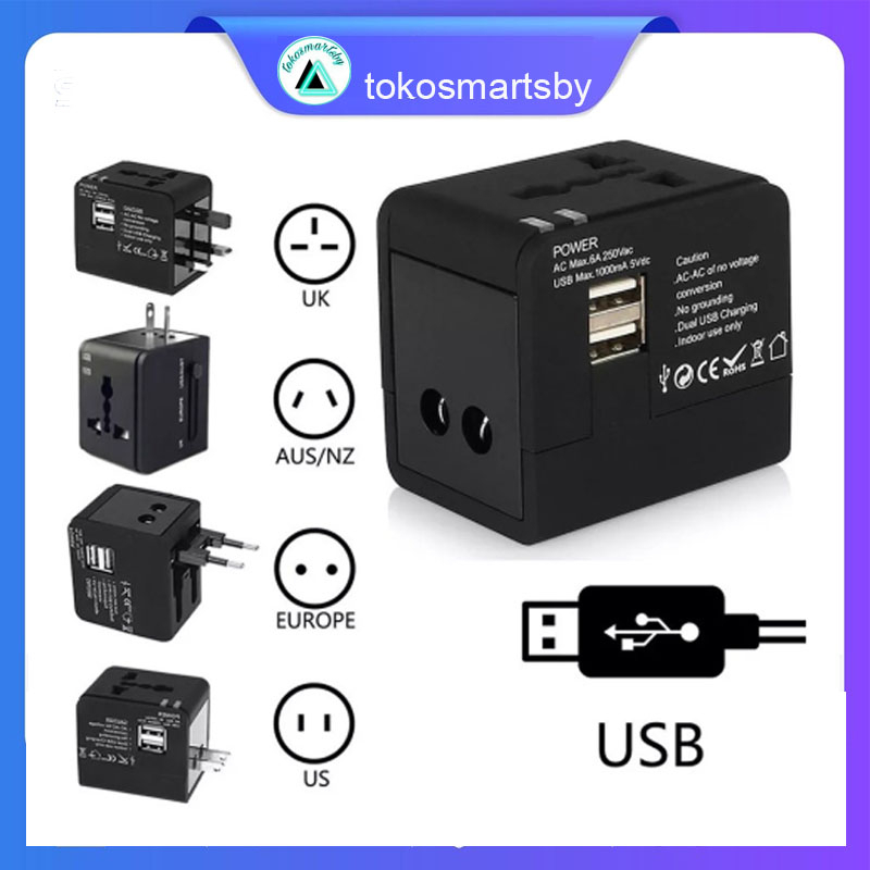 Jual Universal Travel adaptor with USB port / Internasional Travel ...