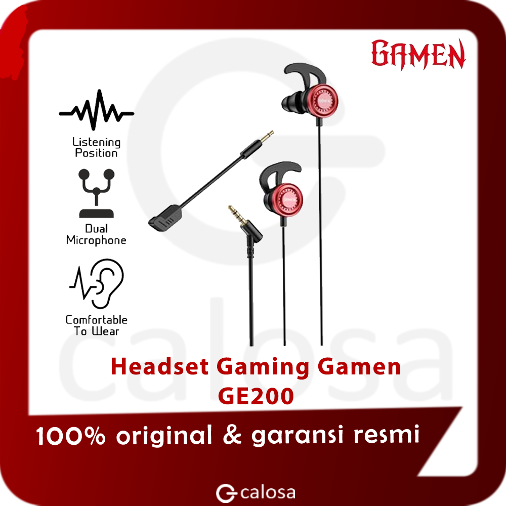 Jual Headset Gaming Gamen GE200 Black Dual Microphone Virtual Stereo ...