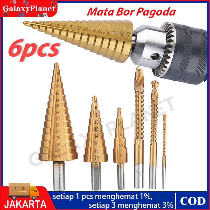 Jual Mata bor pagoda untuk baja/Mata Bor Set Pagoda Baja Besi Isi 3/5/6 ...