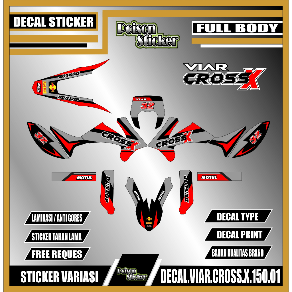 Jual DECAL STICKER VIAR CROSS X 150 FULL BODY VARIASI VIAR CROSS X 150 ...