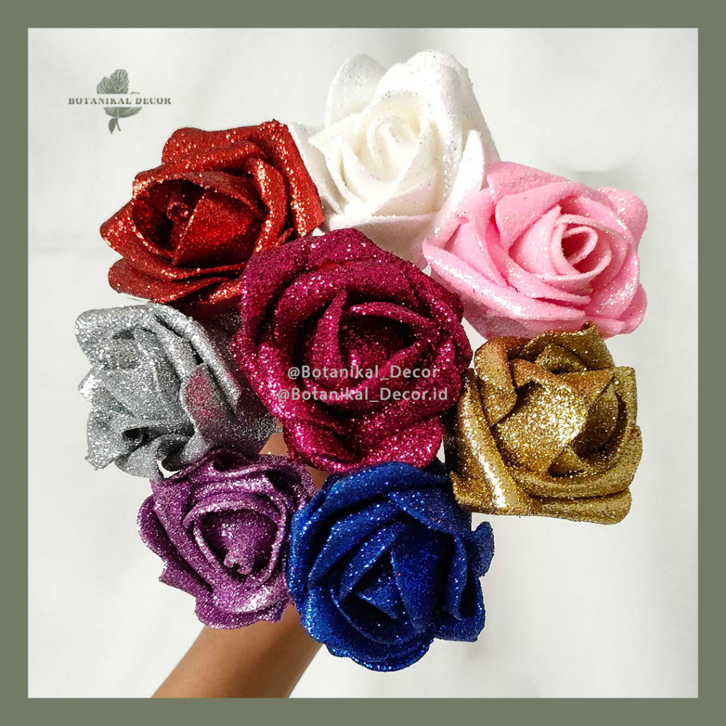 Jual Artificial Glitter Rose Bunga Palsu Artificial Flower Bunga Plstik ...