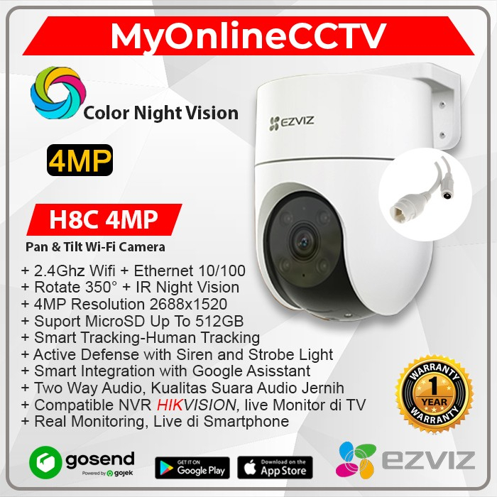 Jual EZVIZ H8C 4MP Pant & Tilt CCTV Outdoor Wifi IP Camera Color Night ...