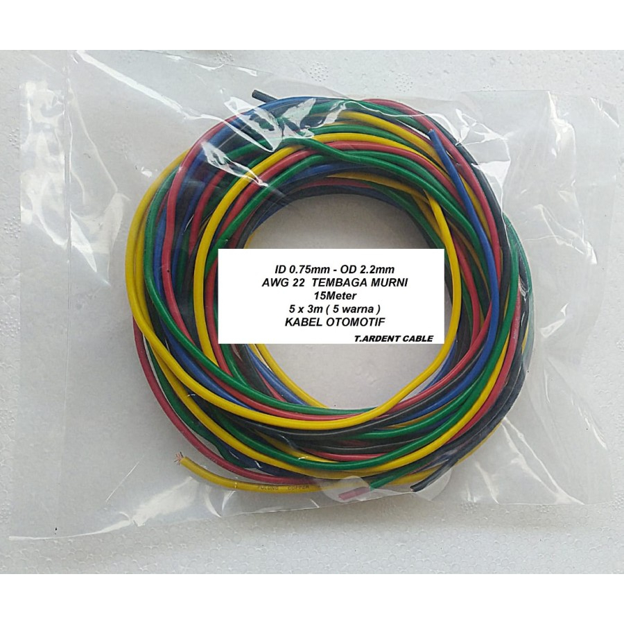 Jual KABEL OTOMOTIF 15m MOBIL MOTOR ( 5 WARNA x 3 meter ) | Shopee ...