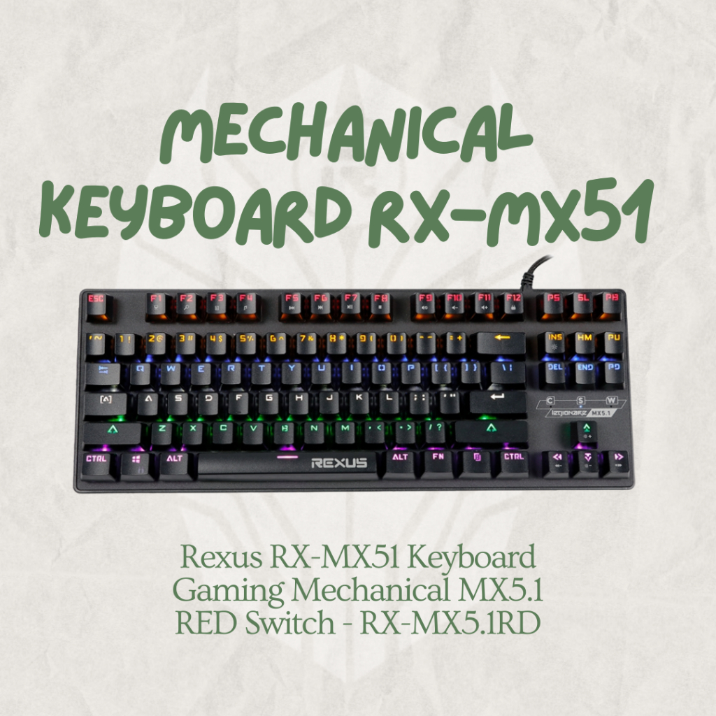 Jual Rexus RX-MX51 Keyboard Gaming Mechanical MX5.1 RED Switch - RX-MX5 ...