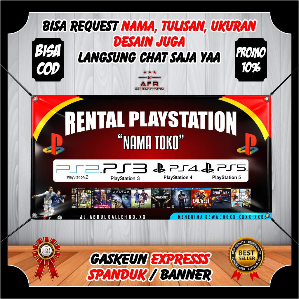 Jual Spanduk Banner / Backdrop Rental Playstation Ps Berkualitas Desain ...