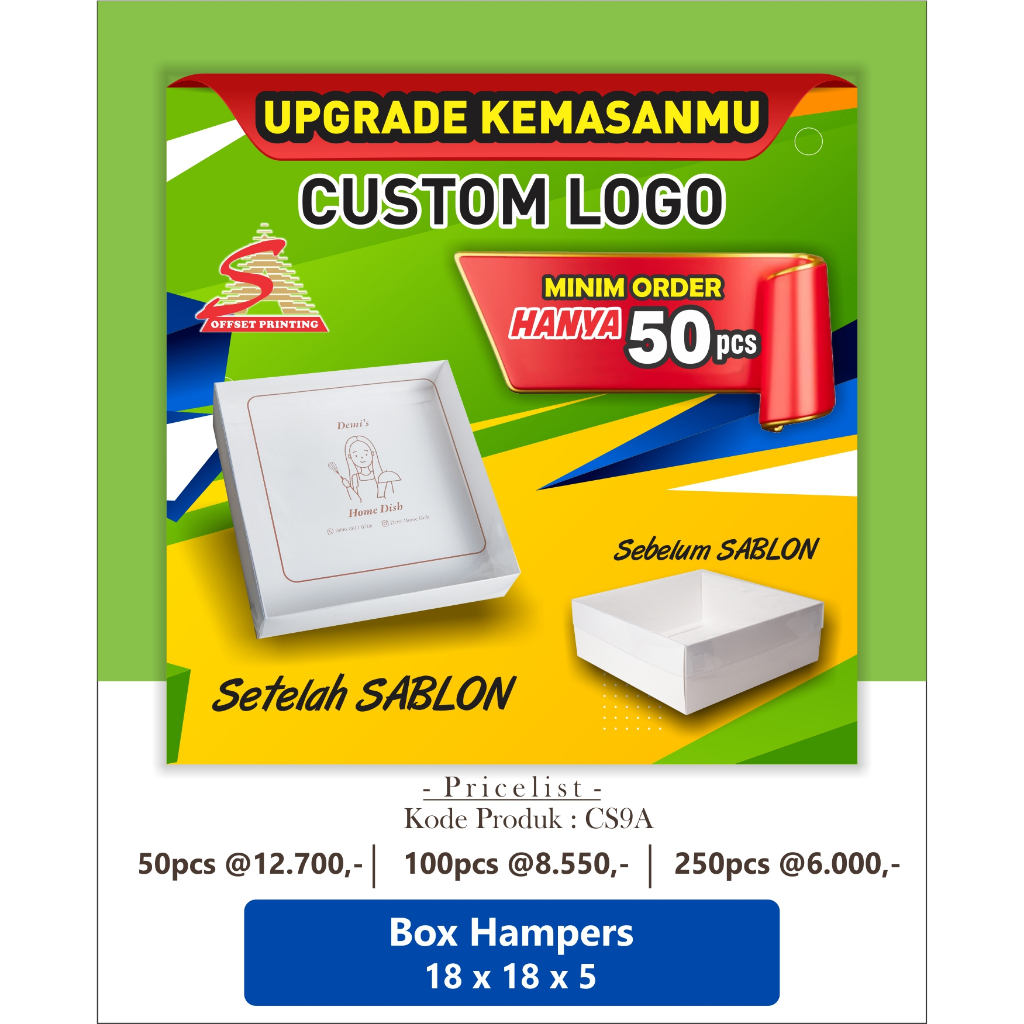 Jual 18 x 18 x 5 Putih Custome logo (sablon 1 warna bagian tutup ...