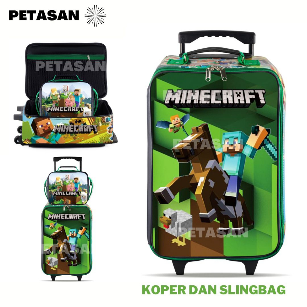 Jual PTS - TAS KOPER ANAK - KOPER 2 in 1 - KARKATER MINECRAFT - TROLLEY ANAK MINECRAFT - KOPER ...