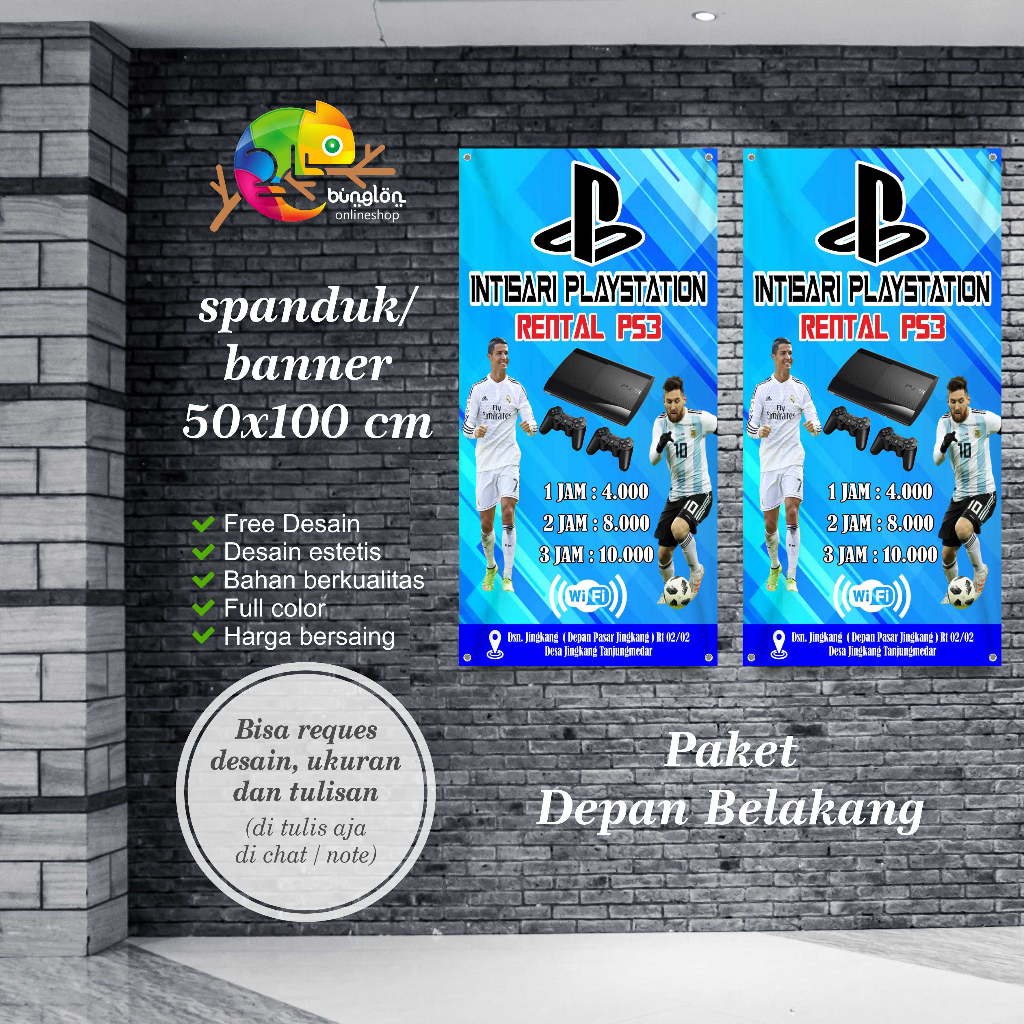Jual Spanduk, Banner Bulak Balik 50x100 Cm Spanduk Rental PS, Spanduk ...