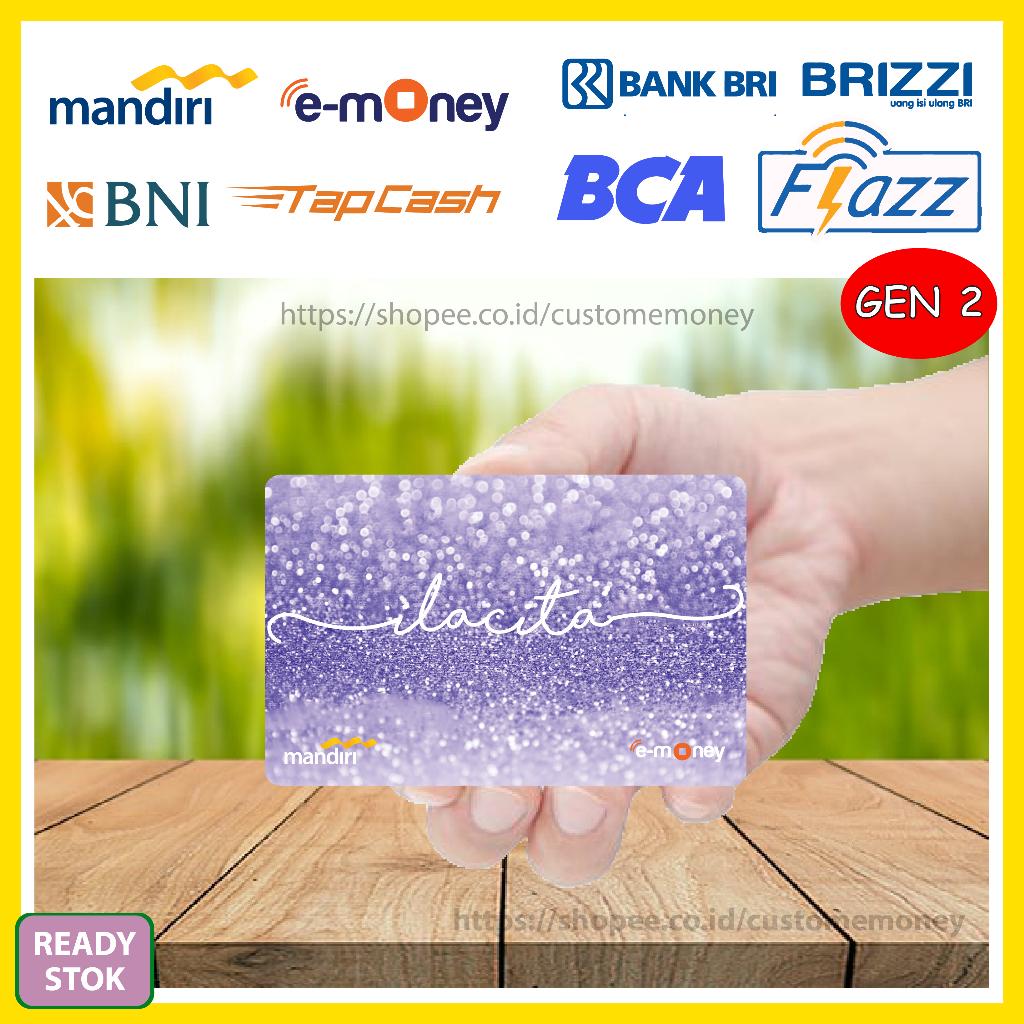 Jual KARTU EMONEY DESIGN CUSTOM NAMA UNGU GLITER KARTU ETOLL E-MONEY ...
