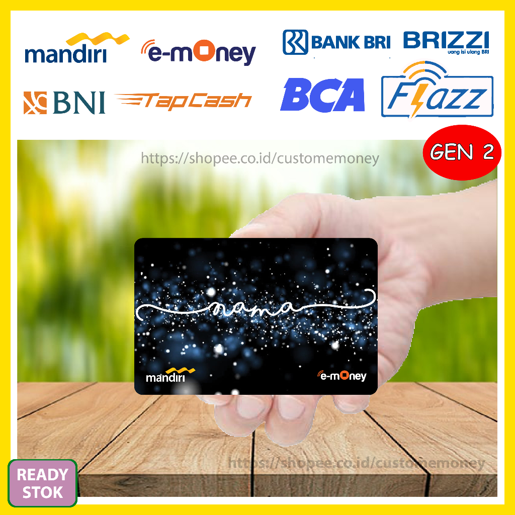 Jual KARTU EMONEY DESIGN CUSTOM NAMA BLACK BLUE GLITER E-MONEY MANDIRI ...