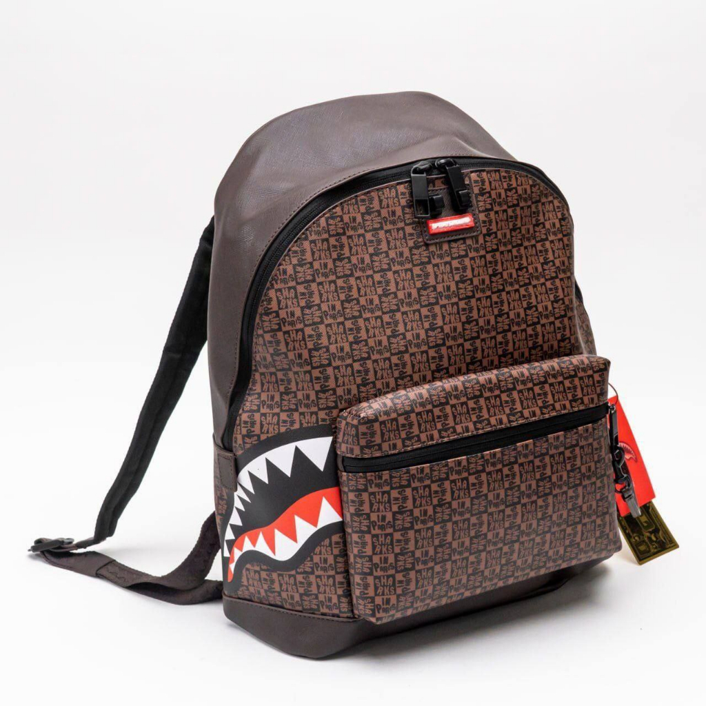 Jual Sprayground Shark in Paris Check Emperor Side Backpack Brown ...