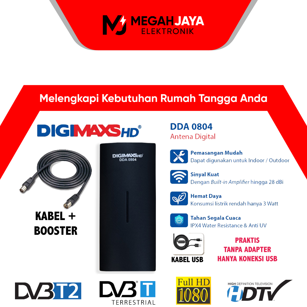 Jual [COD READY] DIGIMAXS HD ANTENA TV DIGITAL + BOOSTER DDA 0804 / DDA0804 / DDA-0804 (FREE ...