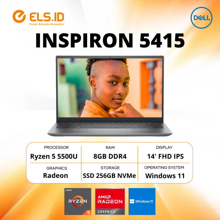 Jual Dell Inspiron 5415 Ryzen 5 5500U 8GB SSD 256GB 14' FHD W11+OHS ...