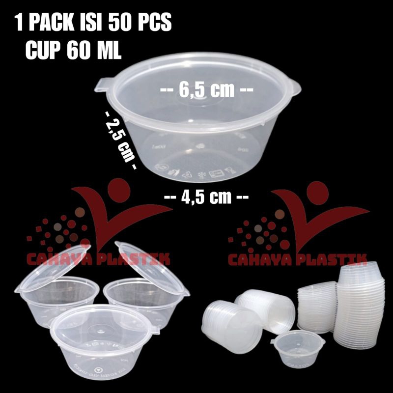 Jual Thinwall Cup Saos 60ml Isi 50pcs / Cup Sambel 60ml / Kotak Bulat ...