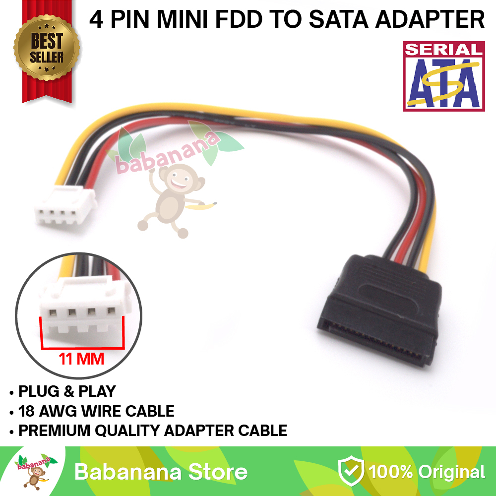 Jual Kabel Power DVR CCTV Sata Adapter to 4 Pin Mini FDD Converter ...
