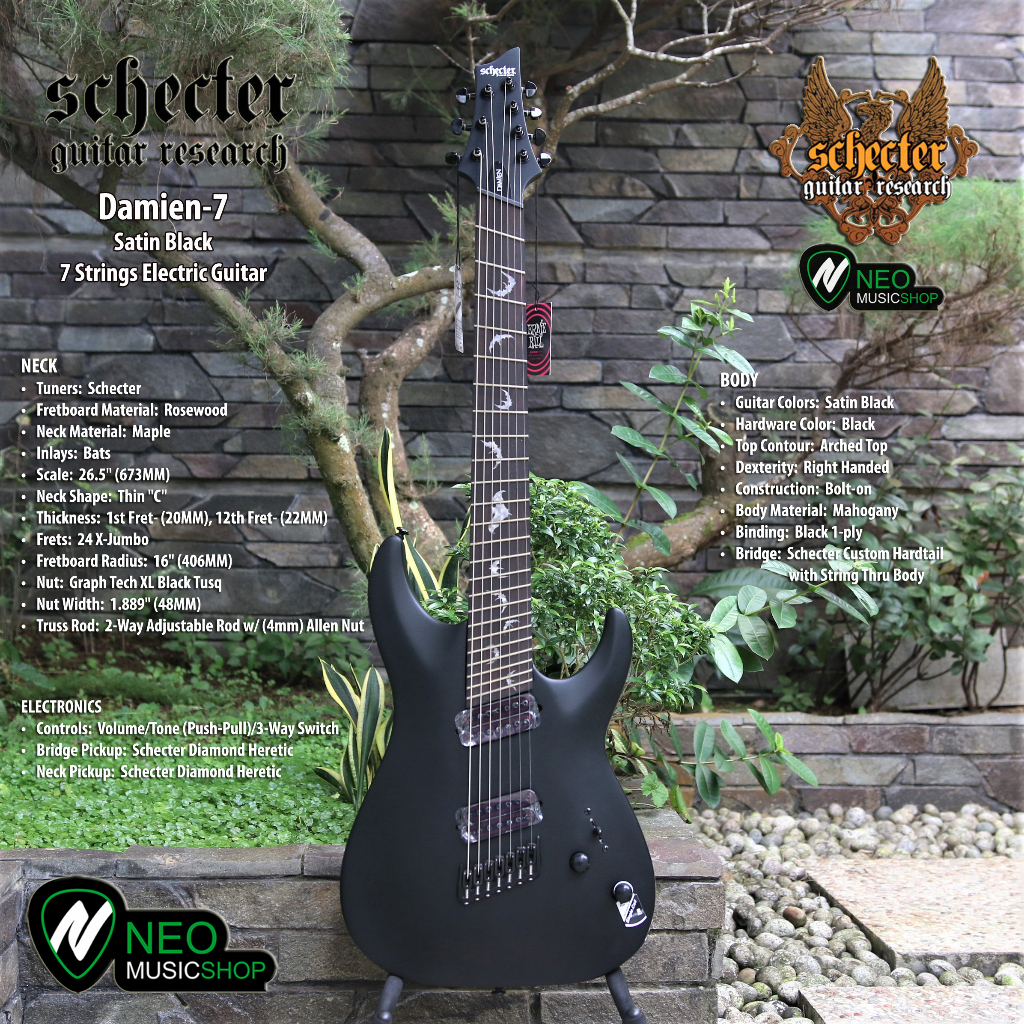Jual Schecter Damien 7 Multi Scale Satin Black 7 Strings Electric Guitar | Shopee Indonesia