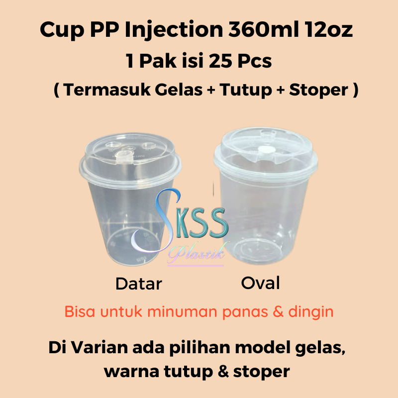 Jual Cup PP Injection 360ml 12oz l Gelas Plastik Boba Cheese Tea 360 ml ...