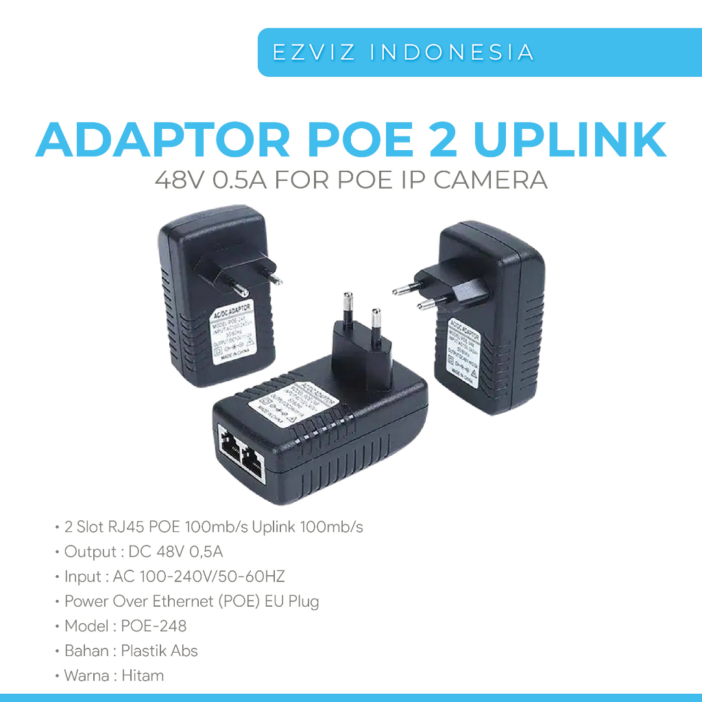 Jual ADAPTOR POE 2 UPLINK 48V 0.5A FOR POE IP CAMERA GOOD QUALITY ...