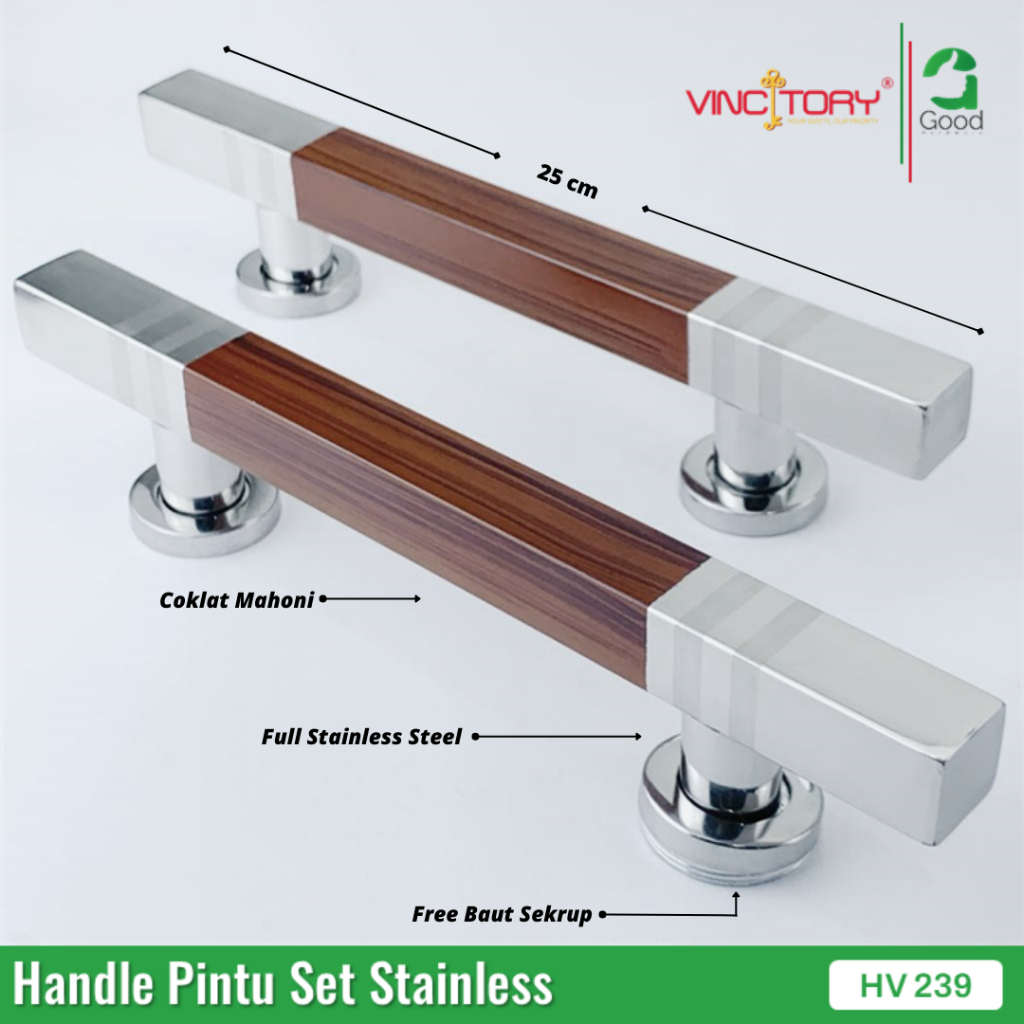 Jual Handle Pintu Rumah Minimalis 25cm Coklat Mahoni Stainless | Gagang ...
