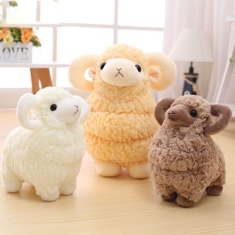 Jual Boneka Domba Kambing lucu Bertanduk Baby Sheep Plush Doll Mainan ...